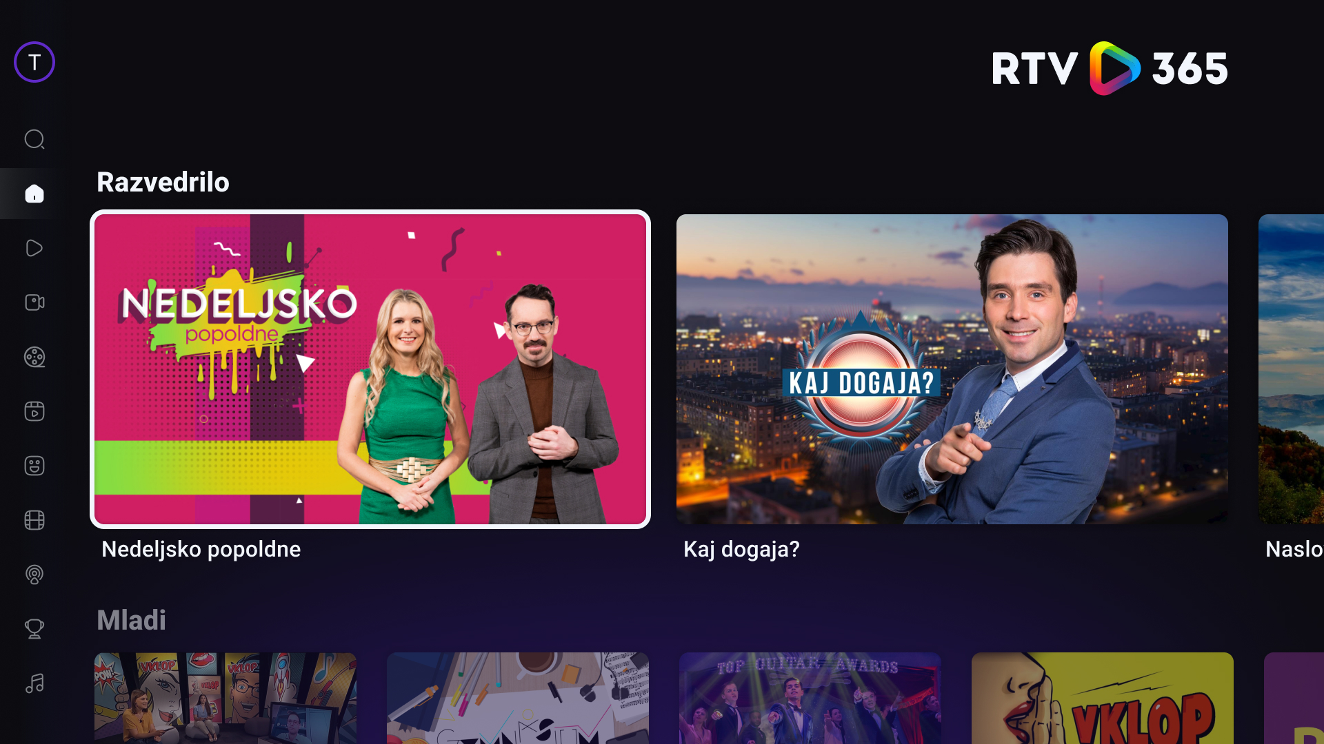 Aplikacija RTV 365 na NEO Smartboxu - Telekom Slovenije